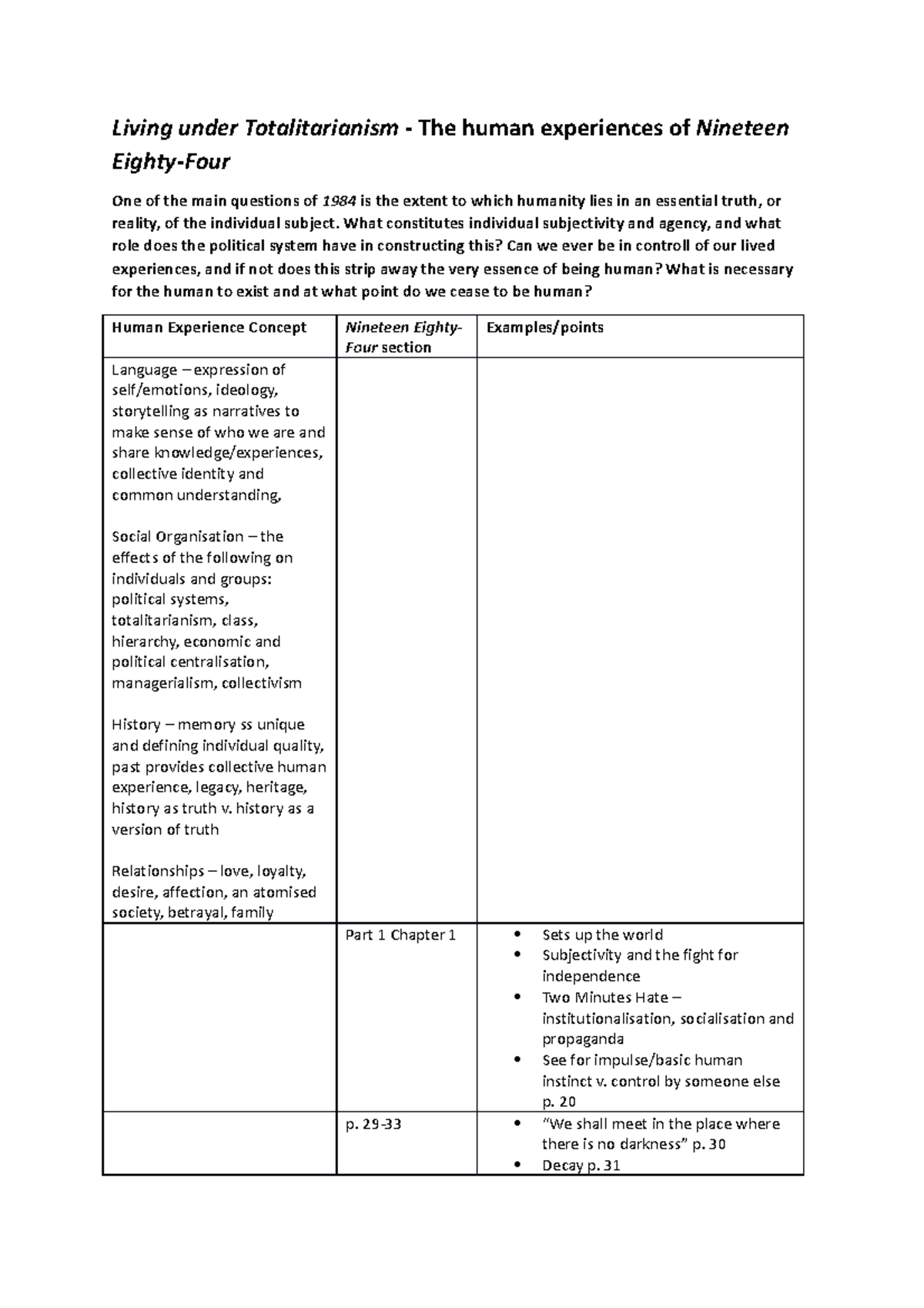 1984 novel break down - notes - Living under Totalitarianism - The ...