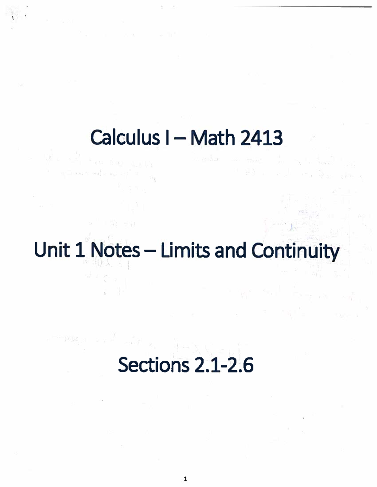 Unit 1 Notes - 2.4, 2.5, 2.6 - Completed - MATH 120 - Studocu
