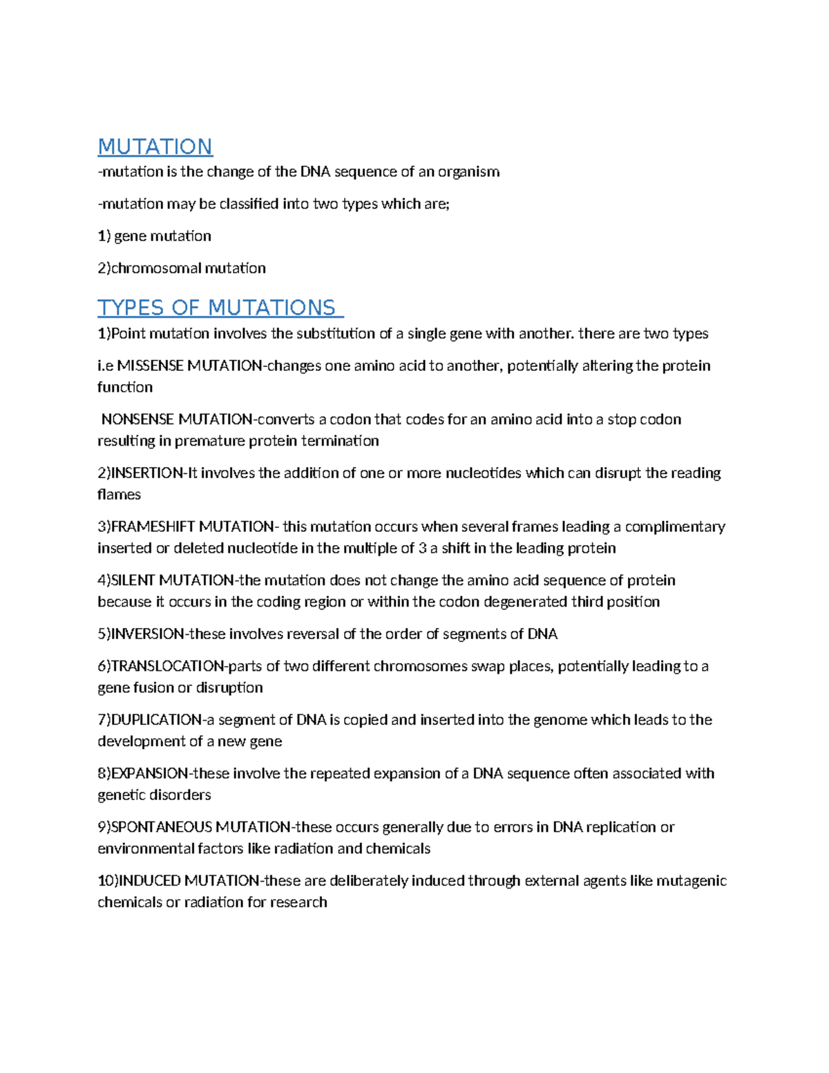 Gene mutation - Summary Clinical Medicine - MUTATION -mutation is the ...