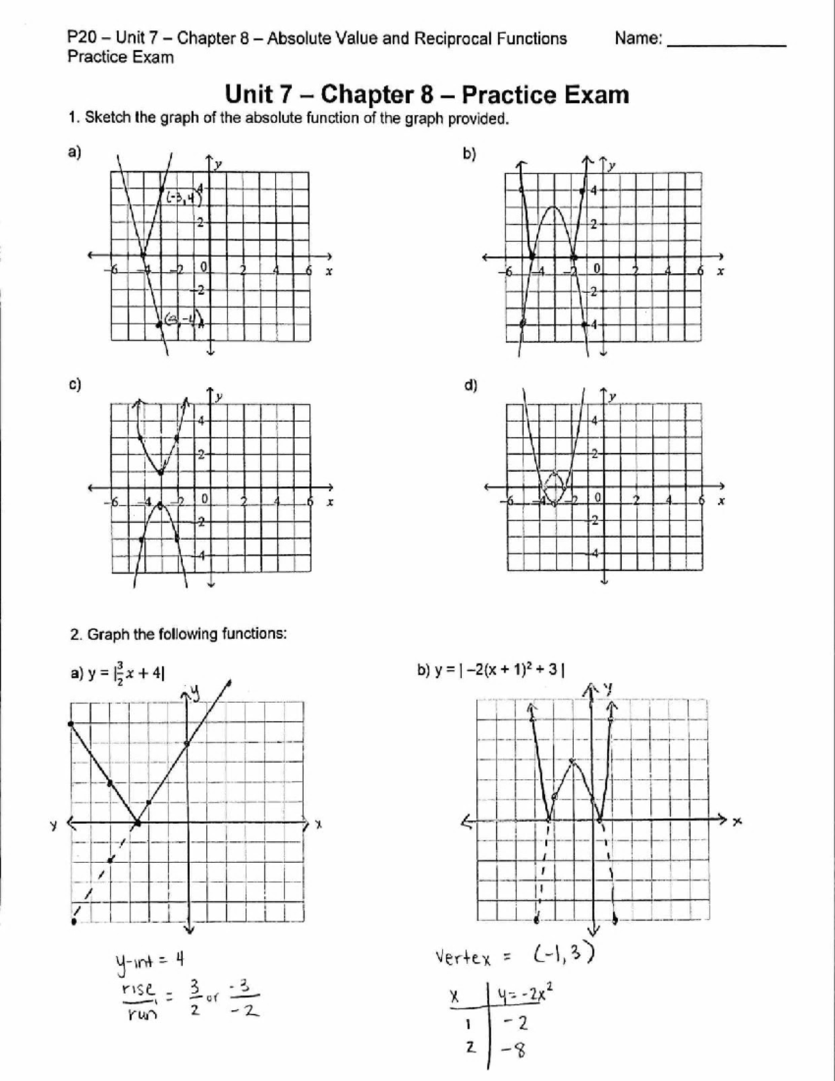 Absolute Value And Reciprocals practice test answers - Studocu