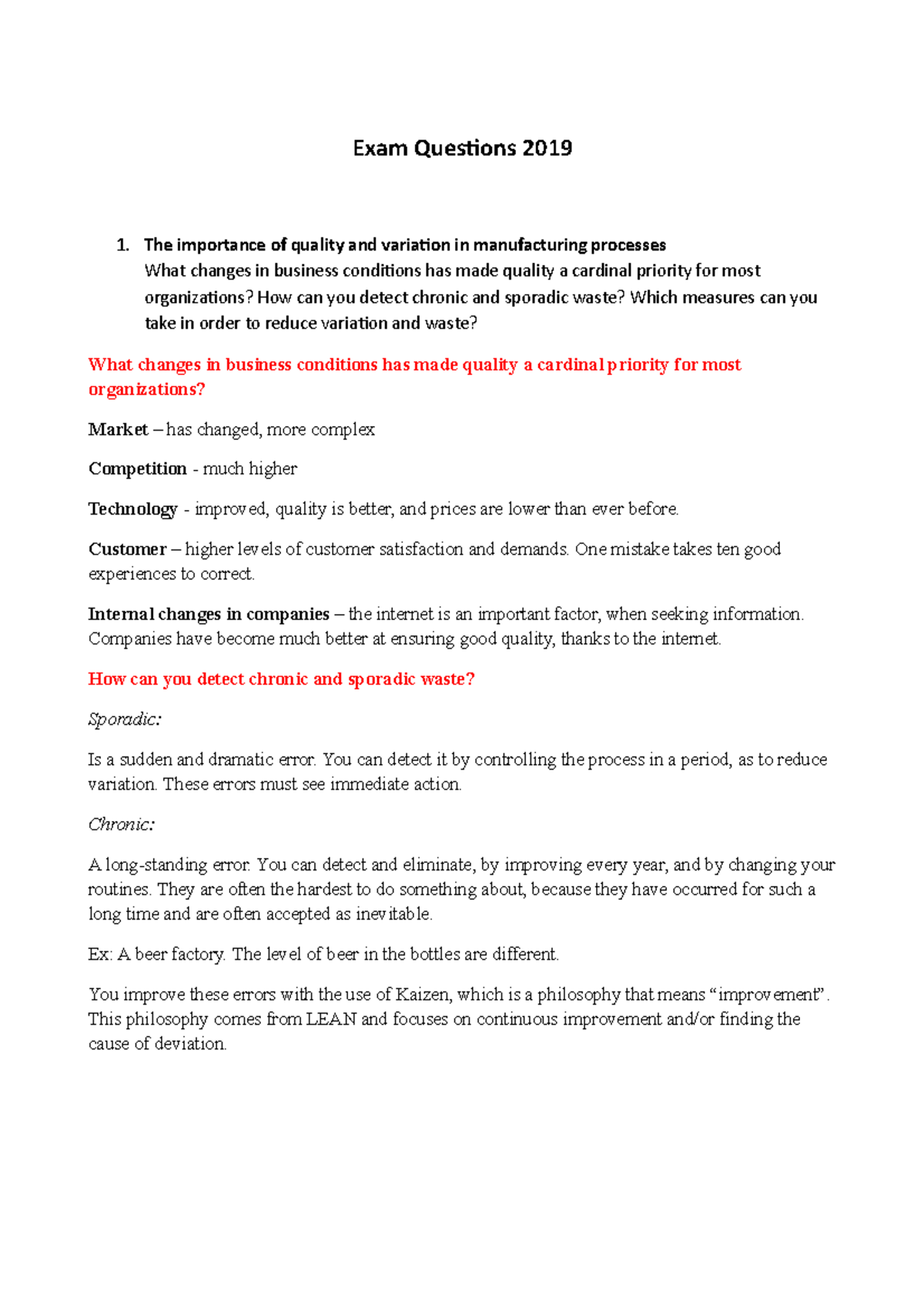 Exam Questions Quality - Exam Questions 2019 The importance of quality ...