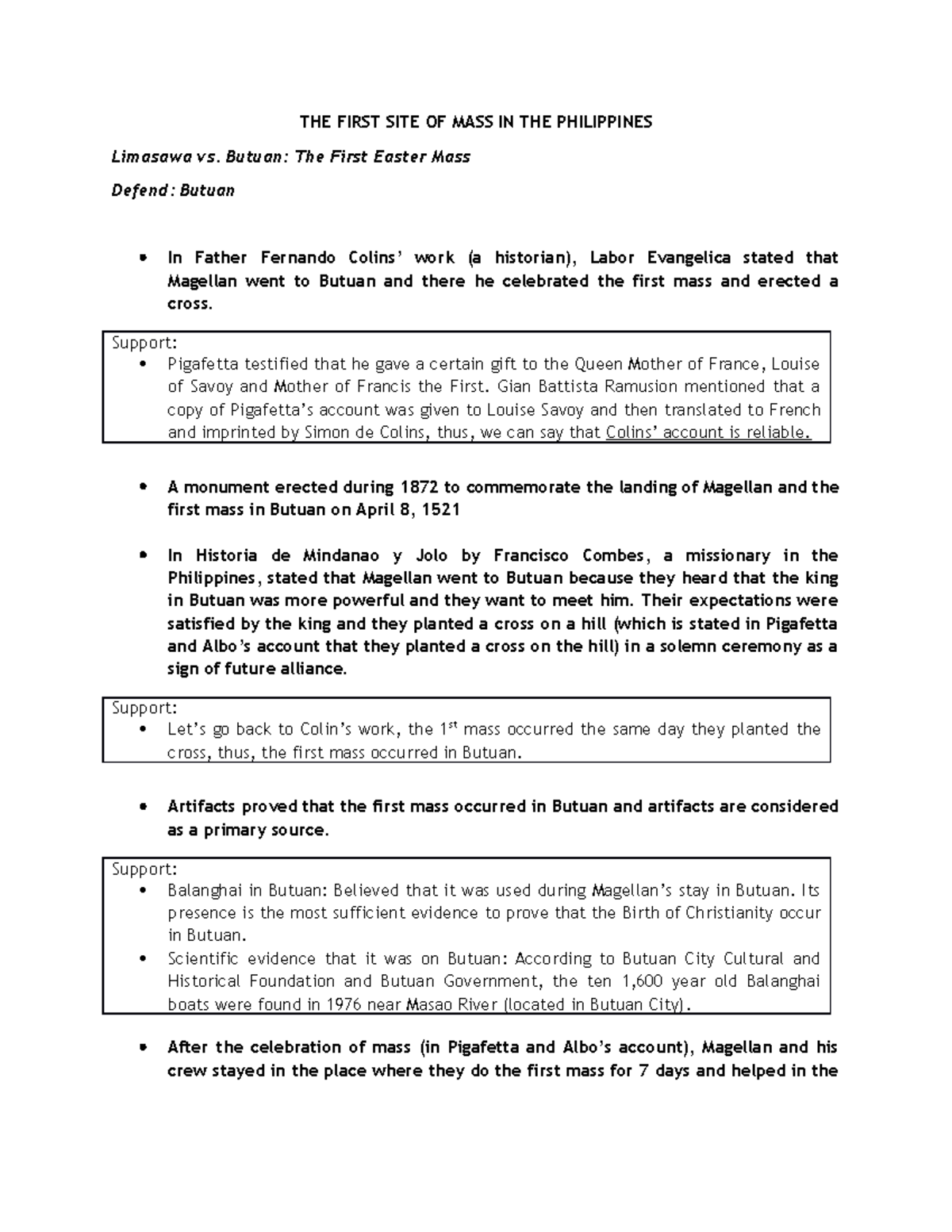 Readings in PH History THE First SITE OF MASS - THE FIRST SITE OF MASS ...