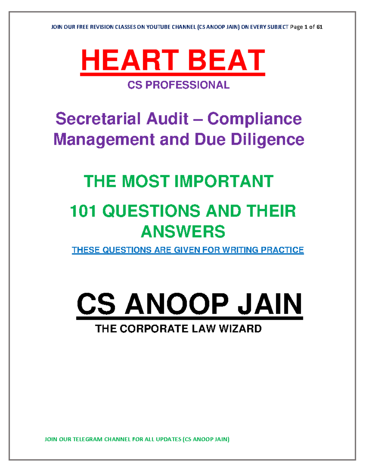 Heart BEAT DUE Diligence - HEART BEAT CS PROFESSIONAL Secretarial Audit ...
