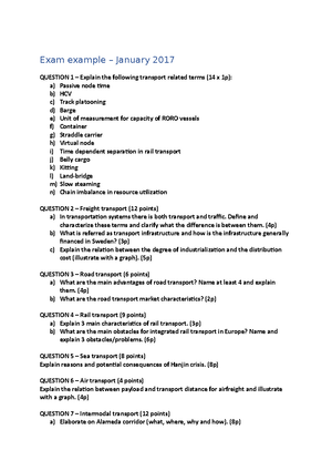 Quiz 1 lectures - 1/11-23 Road transport Road is the majority of tonne ...