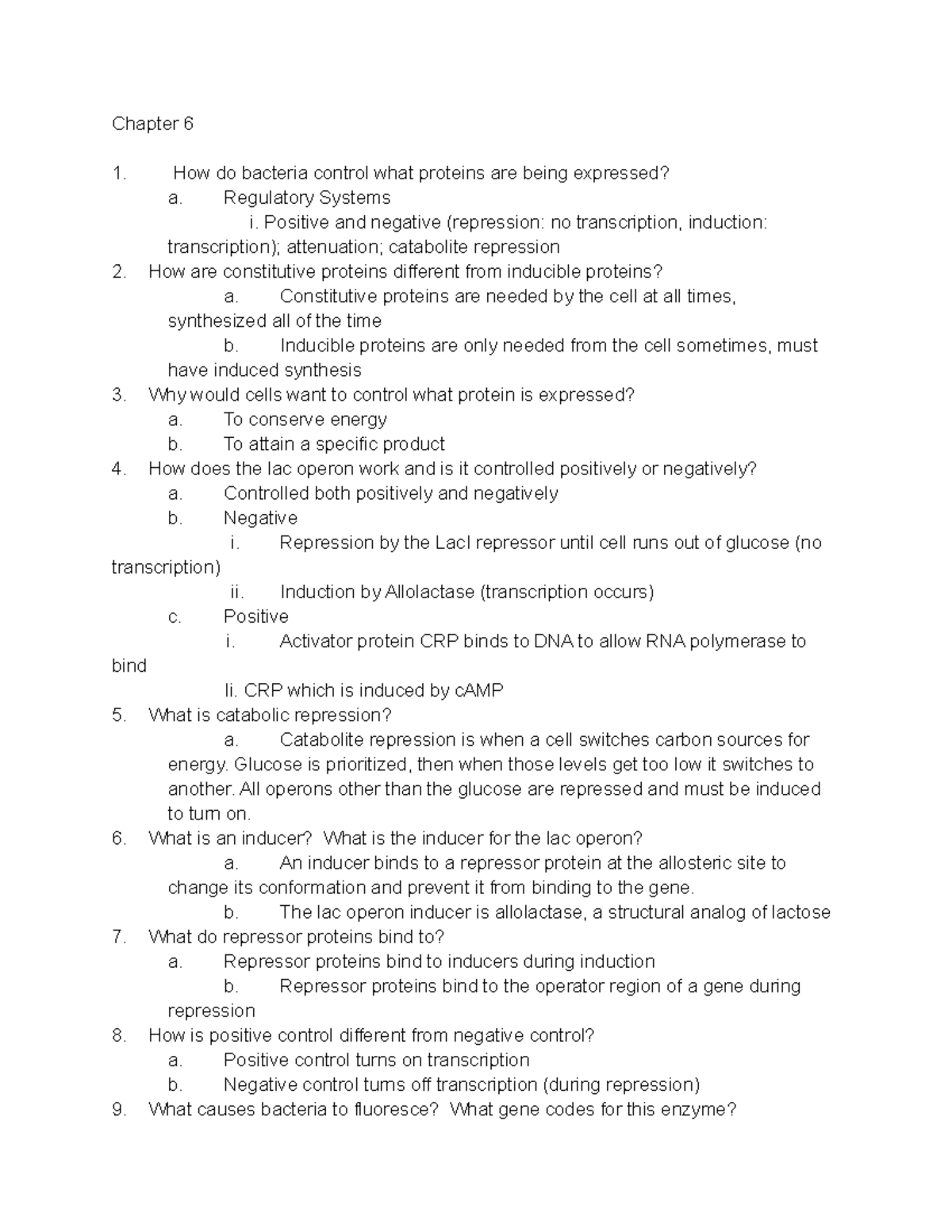 Micro Exam 2 Study Guide - Chapter 6 1. How do bacteria control what ...