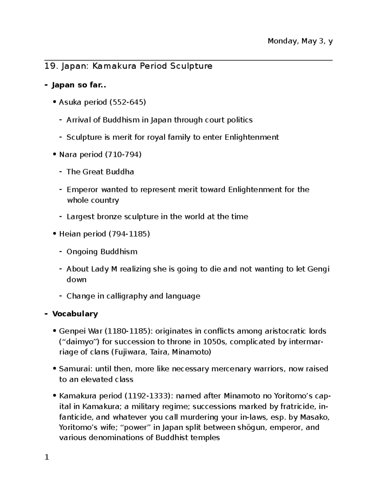 Notes 10:19 - 19. Japan: Kamakura Period Sculpture - Japan so far ...