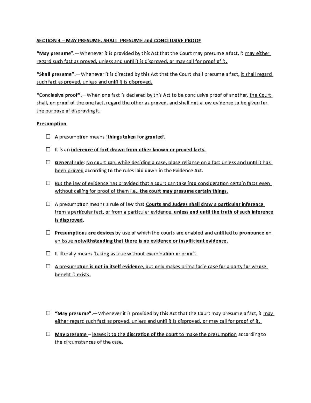 S. 4 - STUDY MATERIAL - SECTION 4 – MAY PRESUME, SHALL PRESUME and ...