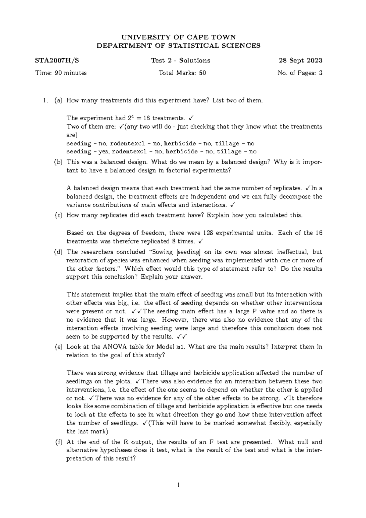 Test2 2007 S 2023 solutions - UNIVERSITY OF CAPE TOWN DEPARTMENT OF ...