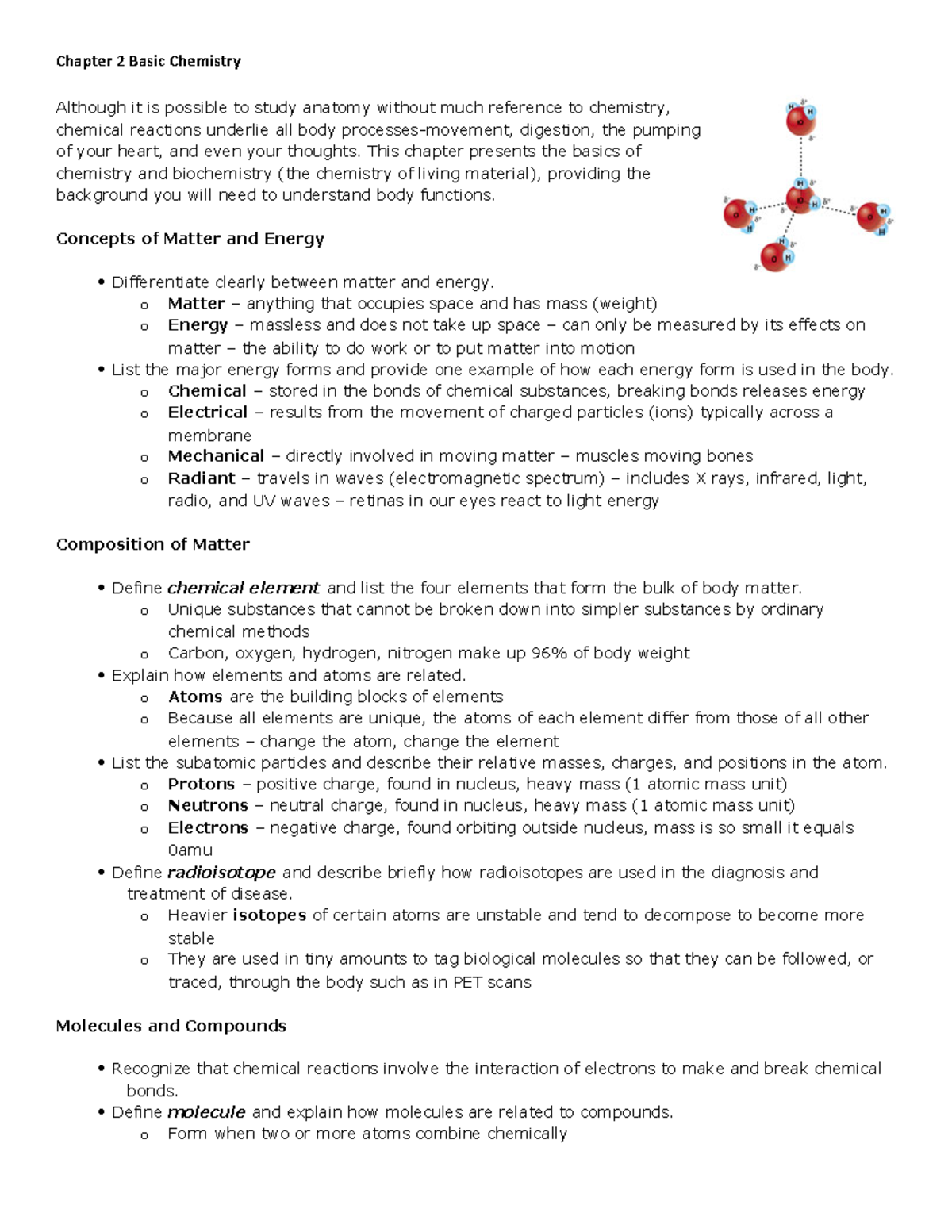 Chapter 2 Basic Chemistry - Chapter 2 Basic Chemistry Although it is ...