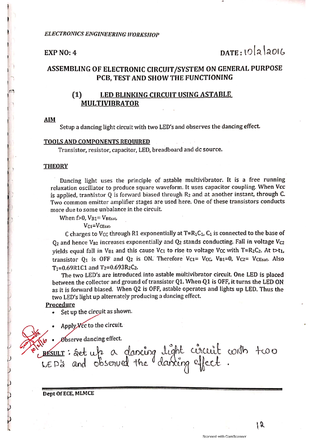 Experiment - Assembling of electronic circuits - Electronics and ...