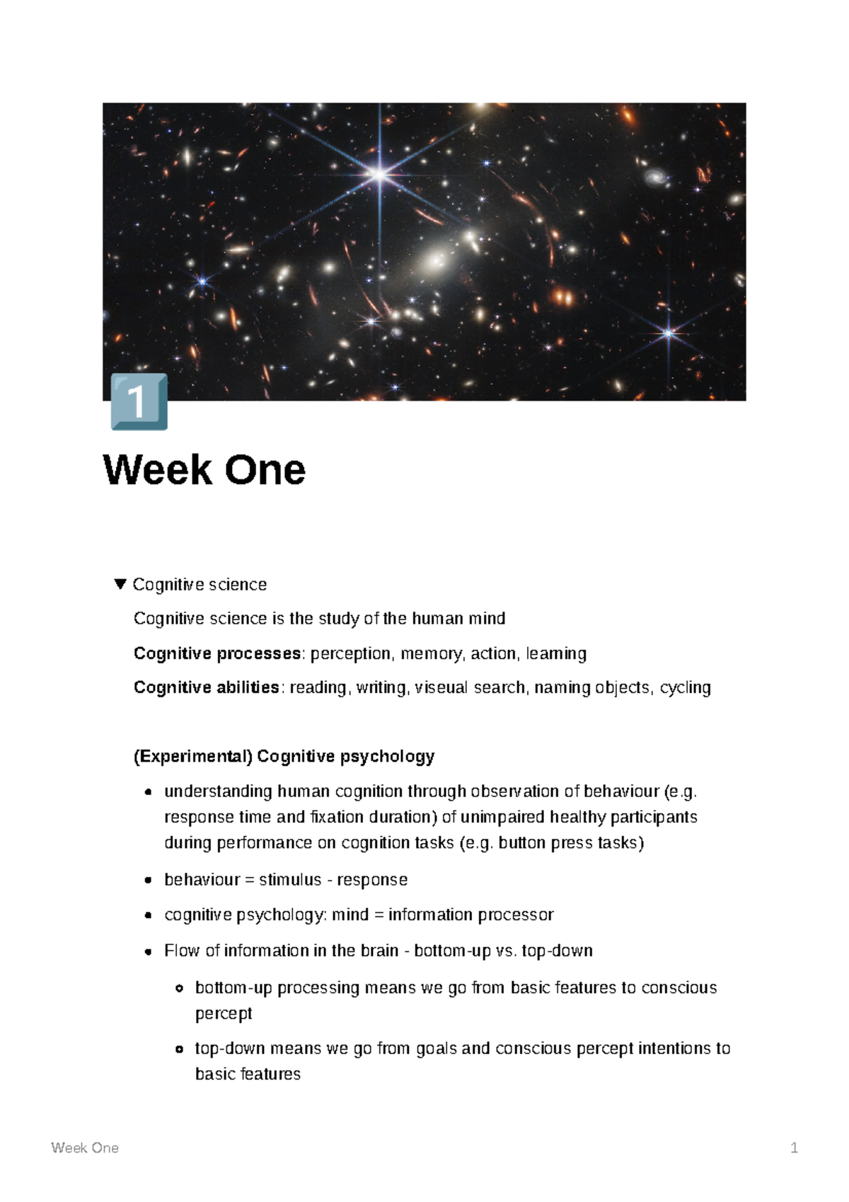 Week One Cog 3rd Year Cognition Lecture And Reading Notes In Depth 6095