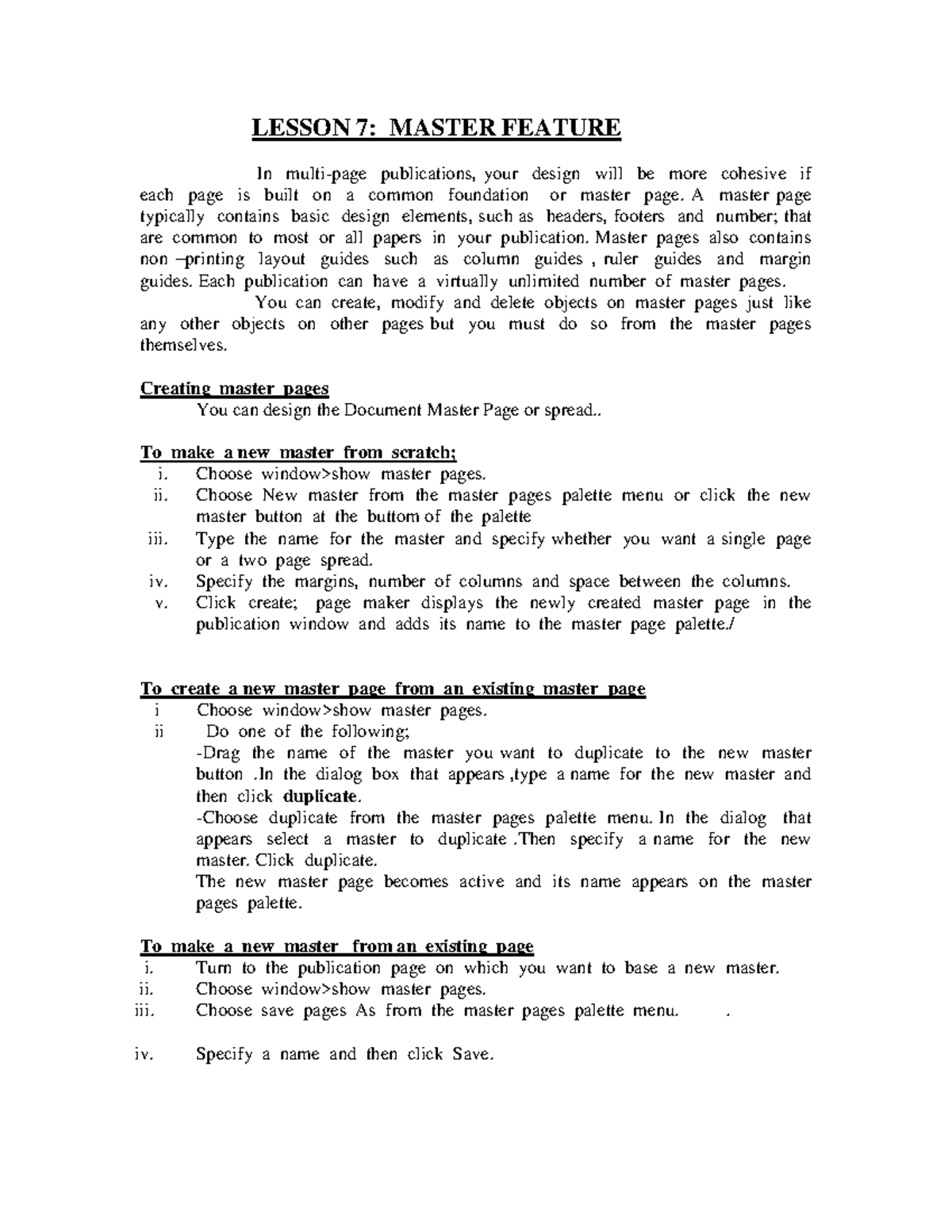 Master Features - Substantial lecture notes - LESSON 7: MASTER FEATURE ...