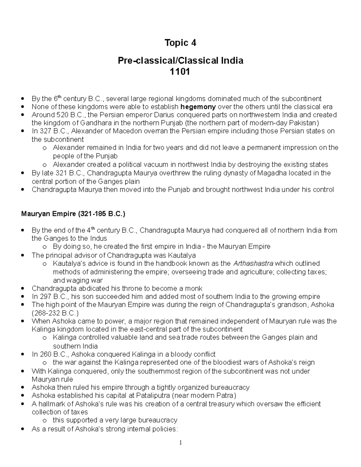 Topic 4-Pre-classical Classical India-1101 - Topic 4 Pre-classical ...