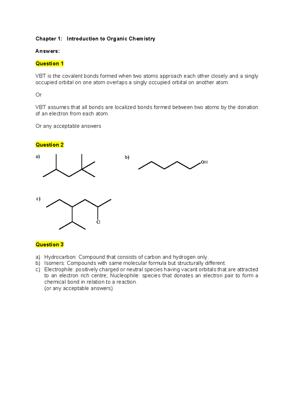 Answer Scheme Tutorial CHM258 Chapter 1 - Chapter 1: Introduction to ...
