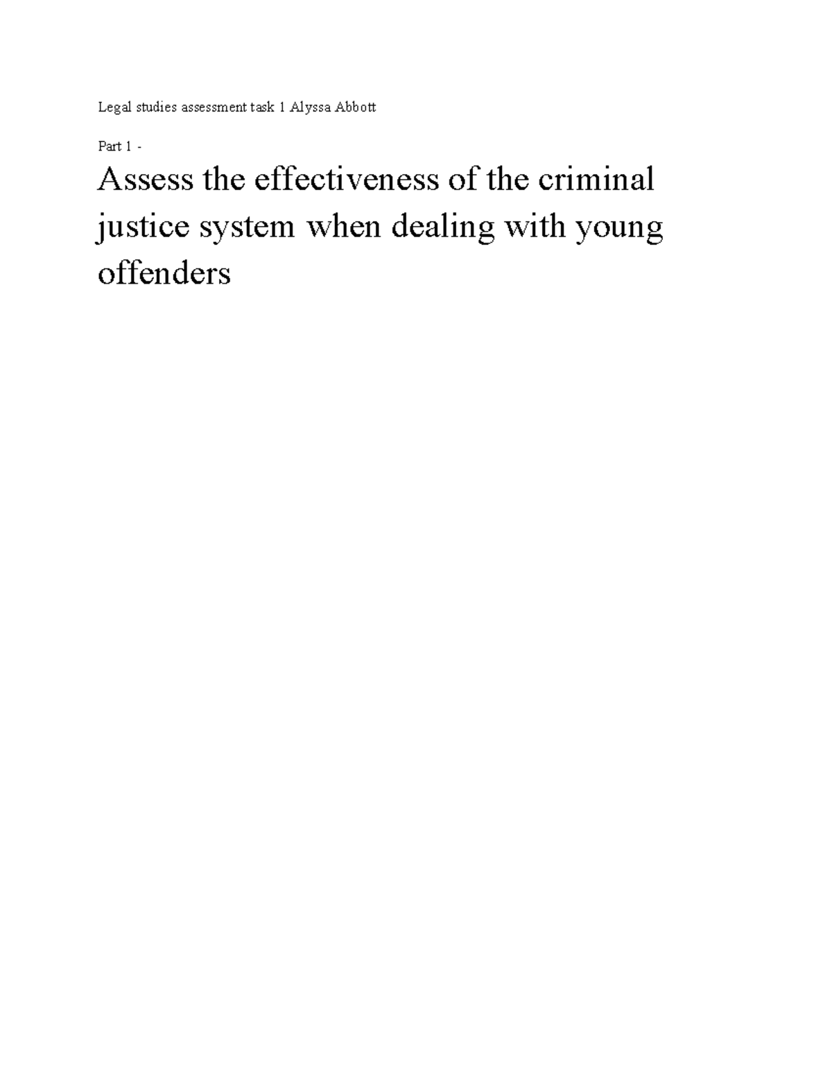 Legal studies assessment young offenders - Legal studies assessment ...