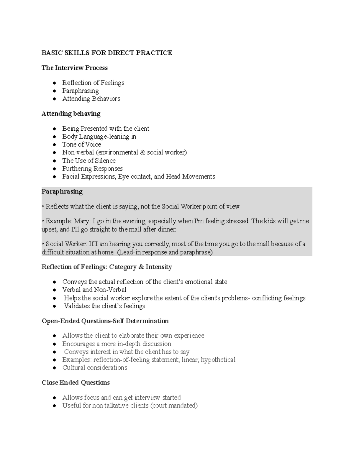 Basic Skills FOR Direct Practice - BASIC SKILLS FOR DIRECT PRACTICE The ...