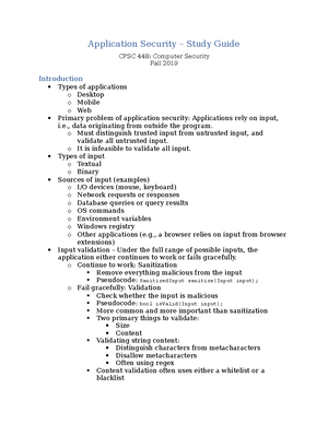 Cryptography Study Guide - Cryptography – Study Guide CPSC 448: Computer Security Fall 2019 ...