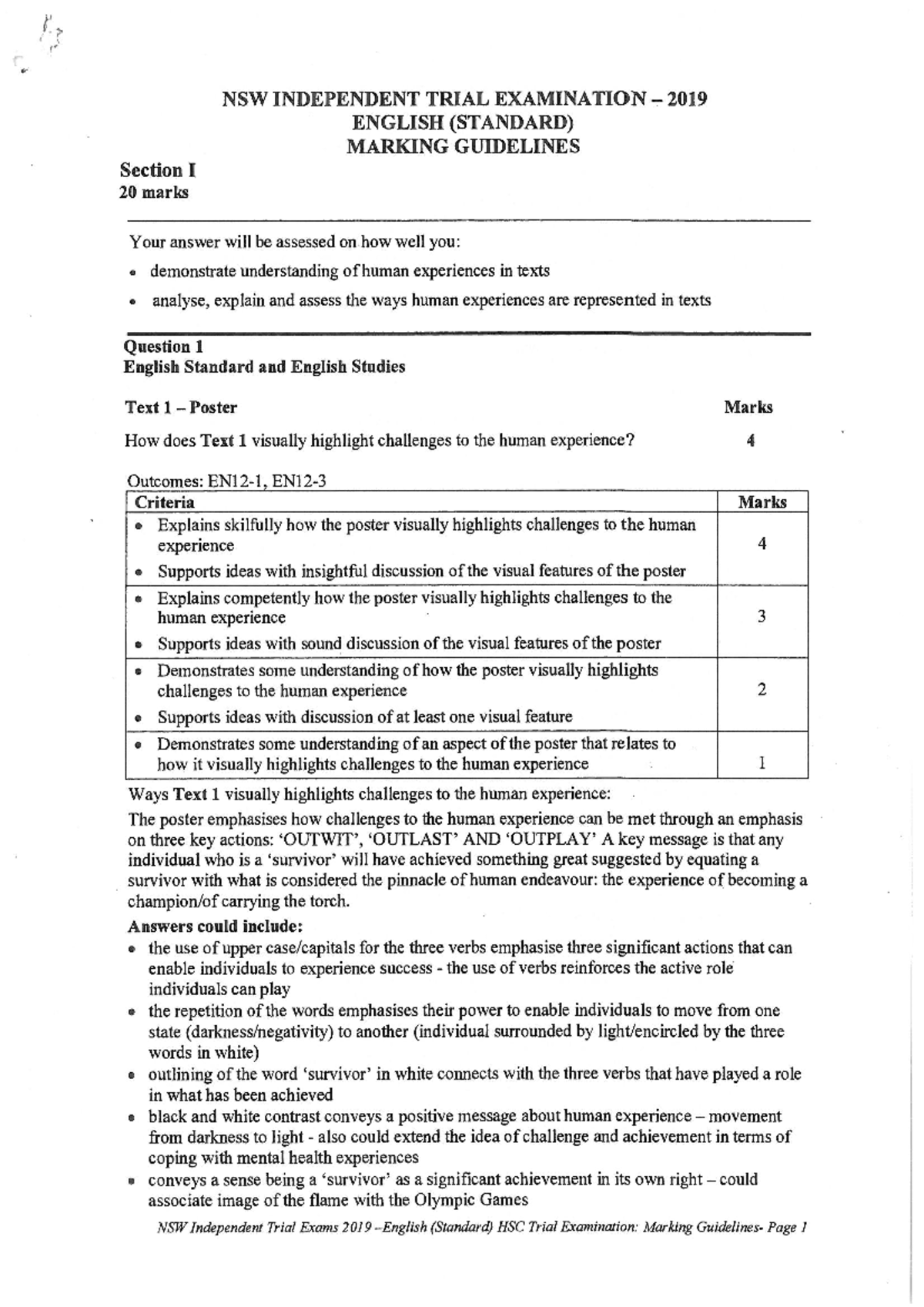 Paper 1 - Marking Guidelines - Studocu