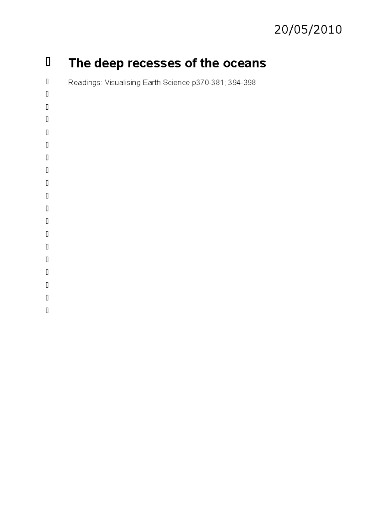 Lecture notes, lecture The deep recesses of the oceans - Comprehensive ...