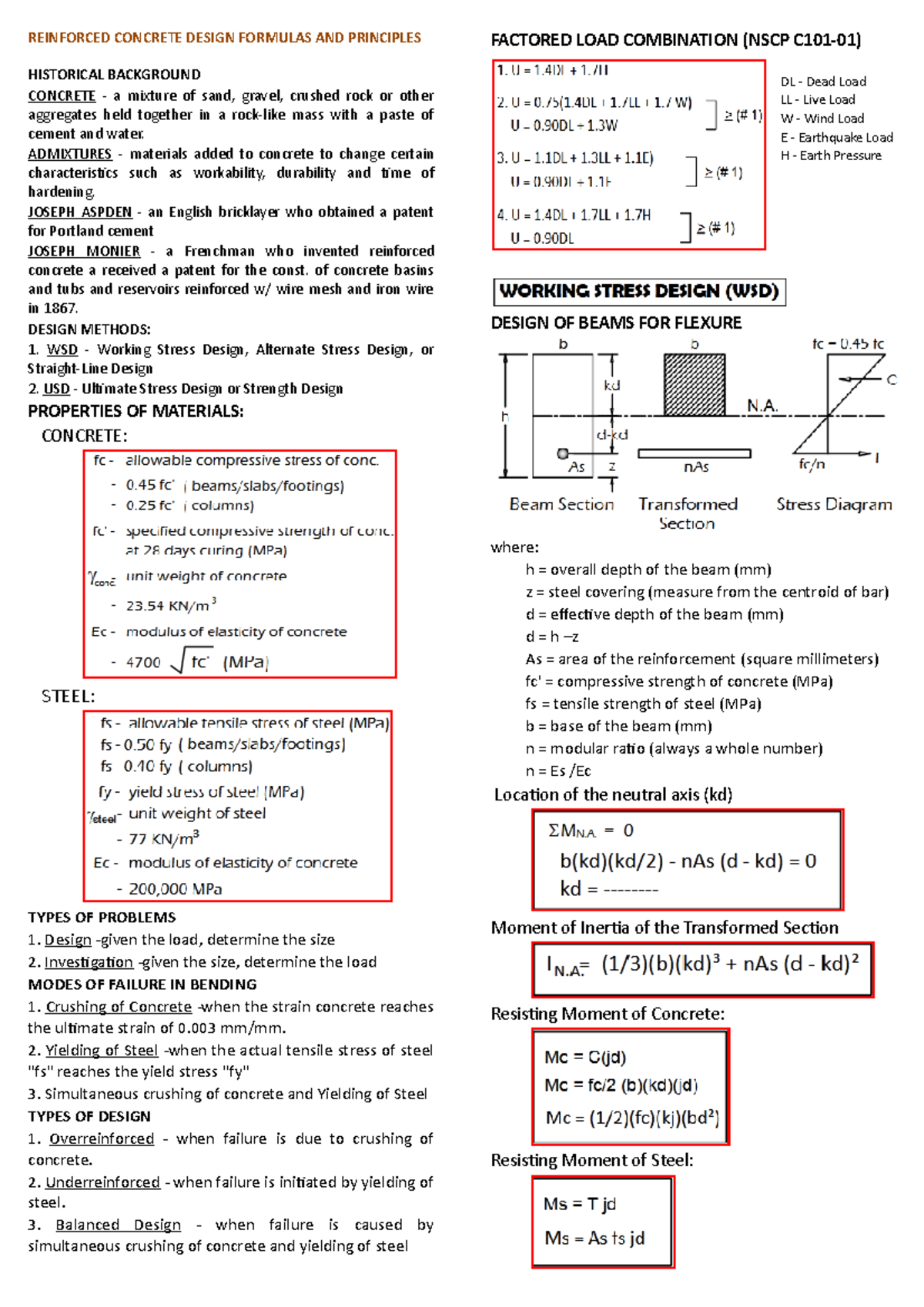 Reinforced Concrete Design Formulas Pdf - Design Talk