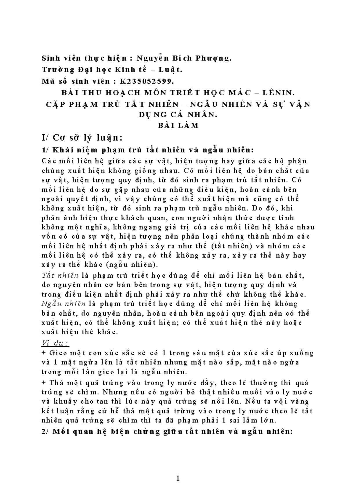 Bài thu hoạch 1 - nhbbh - S i n h v i ê n t h ự c h i ê n : N g u y ễ n B í c h P h ượ n g .̣ T ...