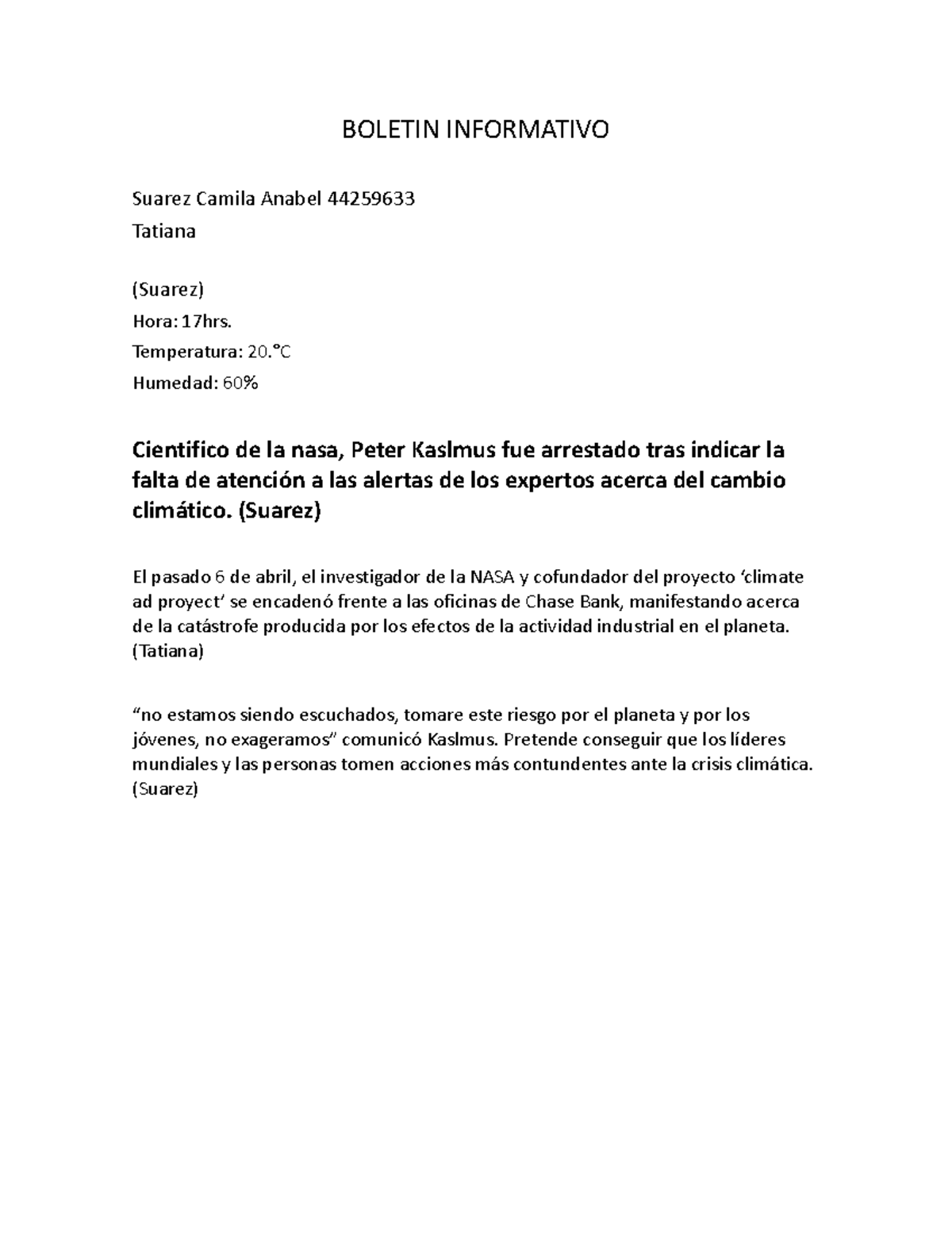Boletin Informativo - - Studocu