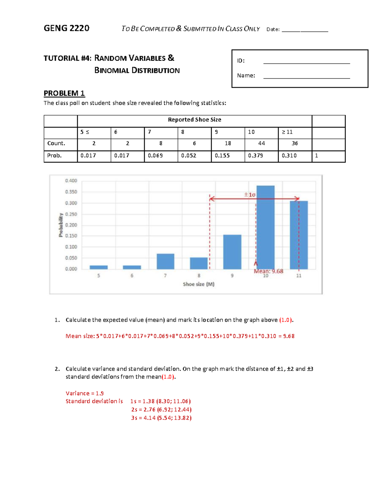 T04 Sol - Handout - TUTORIAL # 4 : RANDOM VARIABLES & BINOMIAL ...