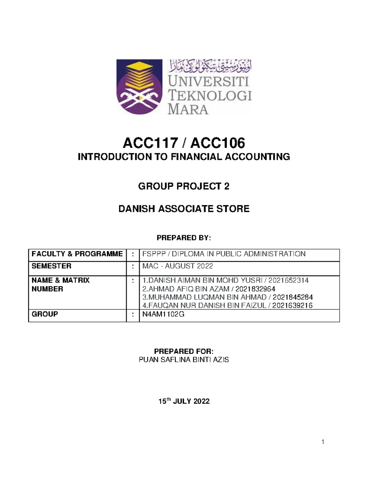 Danish Associate Store AM1102G ACC117 - ACC117 / ACC INTRODUCTION TO ...