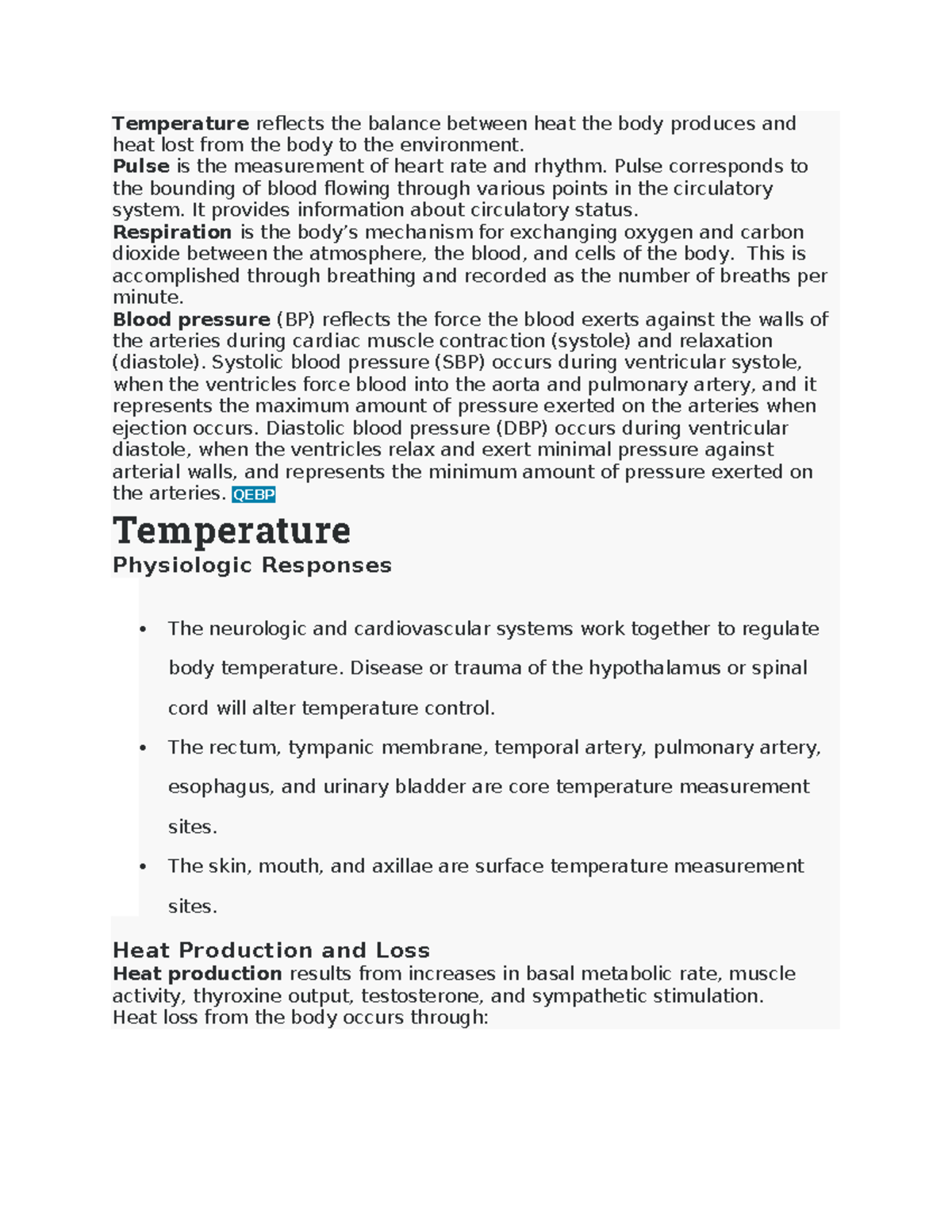 Vital signs chpter 27 - its form ati - Temperature reflects the balance ...