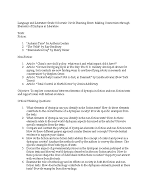 Extended Response Worksheet - Read the following texts: Fiction ...