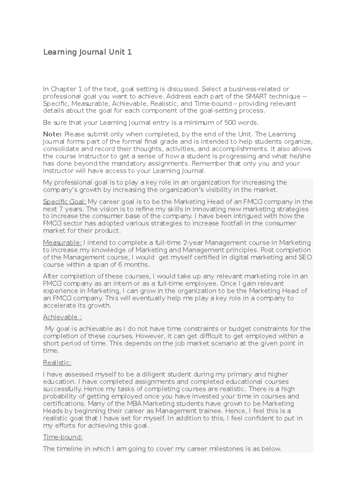 Learning Journal Unit 1 - Select a business-related or professional ...