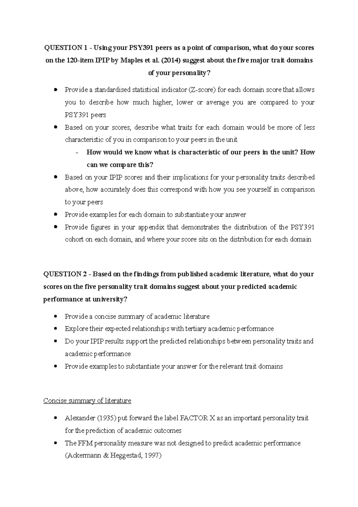 Based on the findings from published academic literature - QUESTION 1 ...