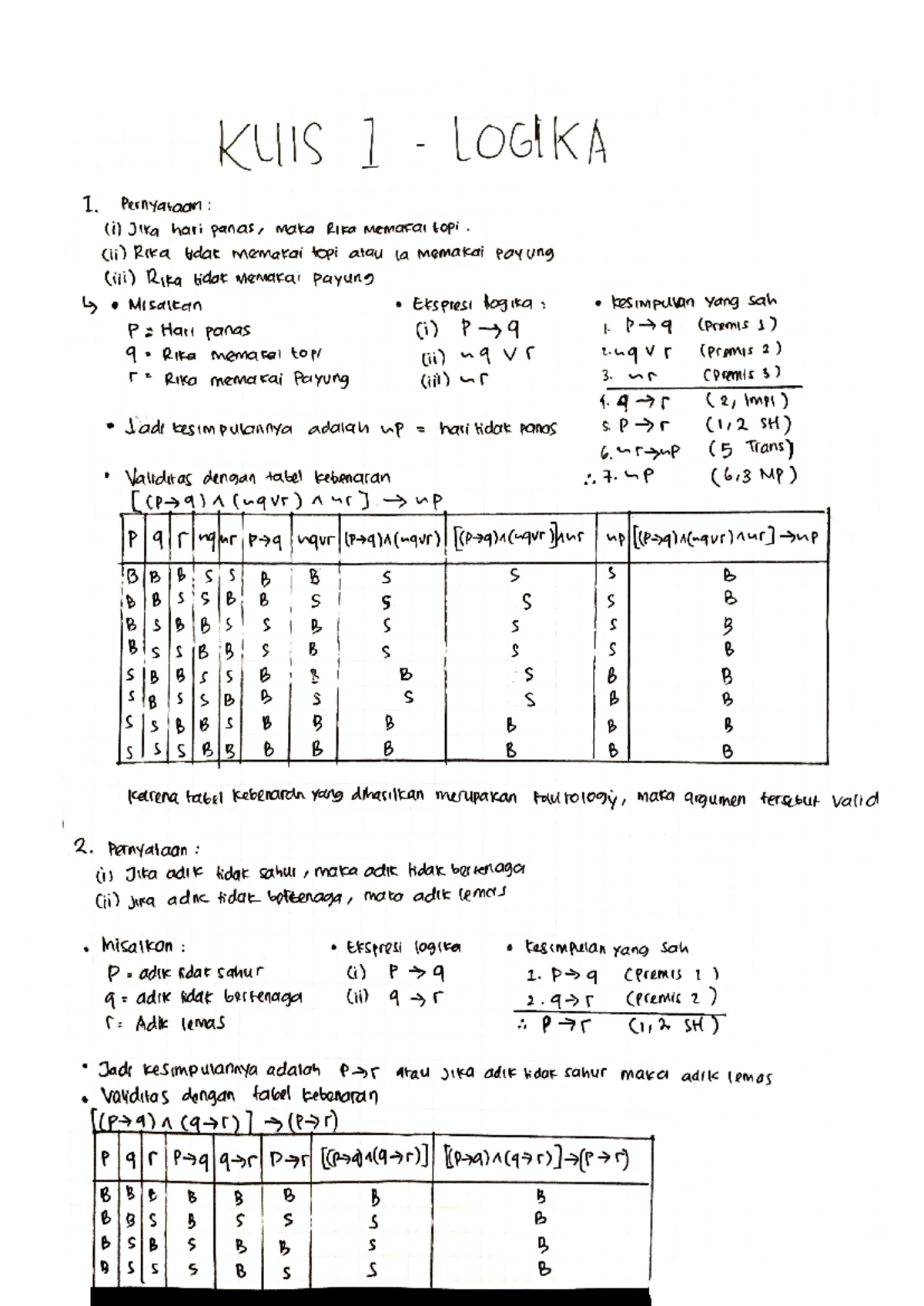 Kuis Logika 1 - Studocu