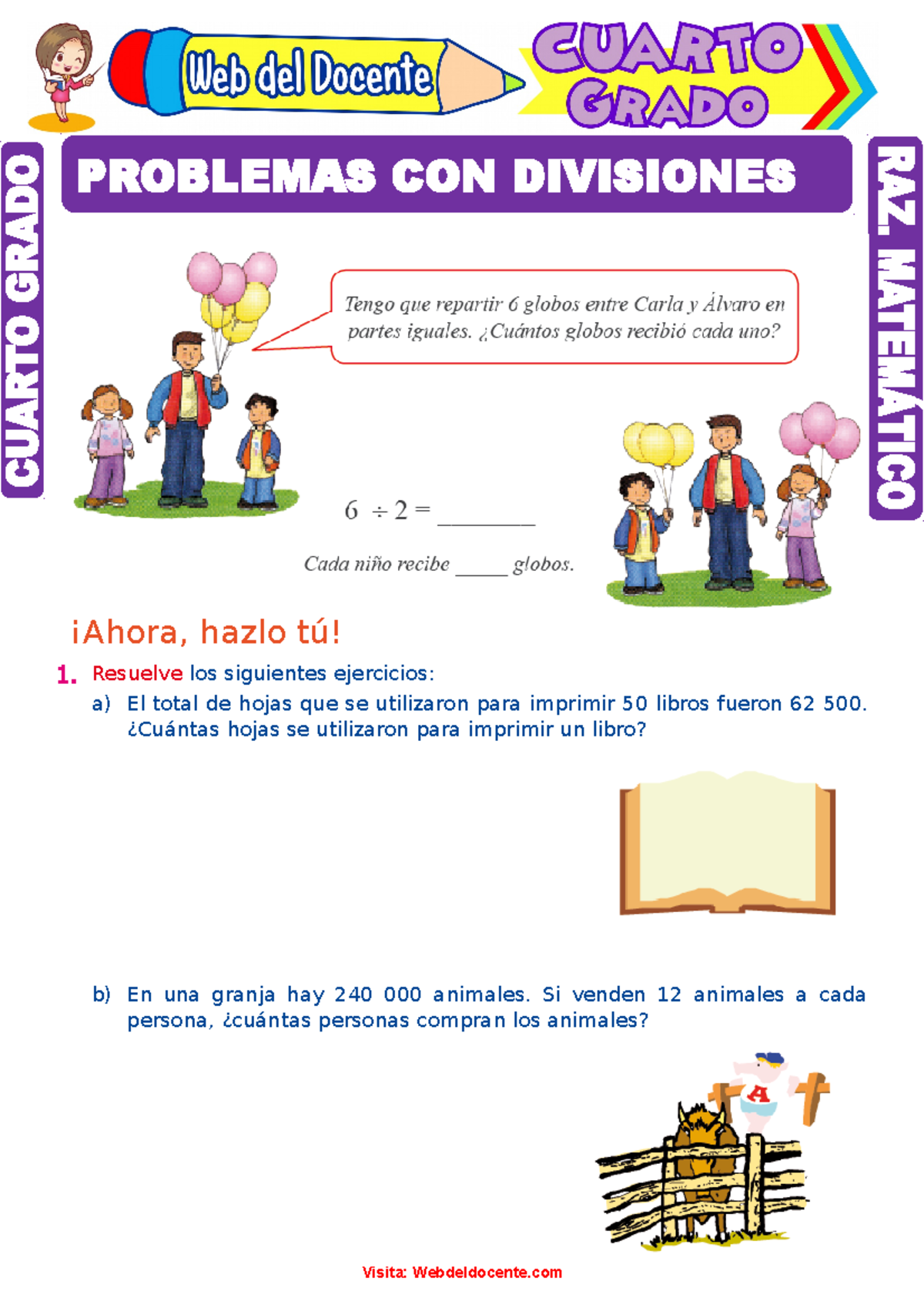 Problemas con Divisiones para Cuarto Grado de Primaria - ¡Ahora, hazlo ...