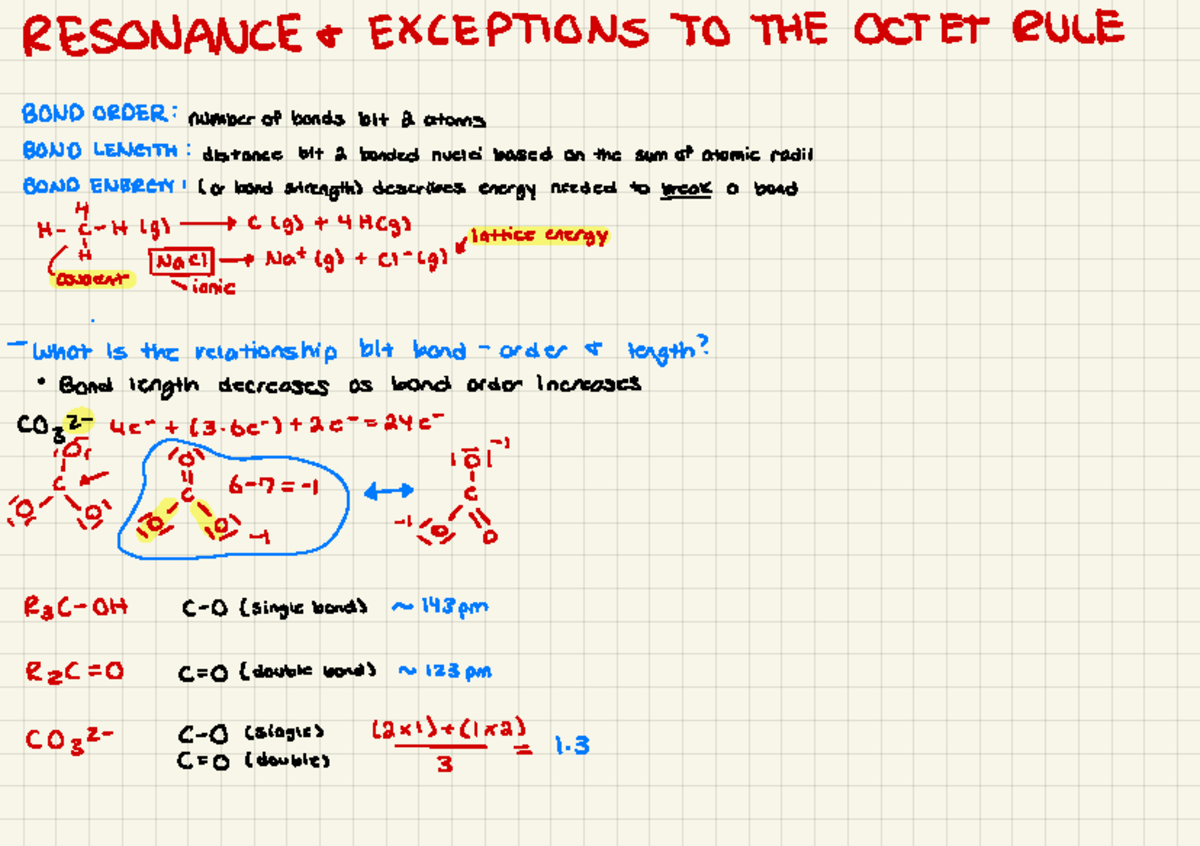 Video Notes 11 - RESONANCE & EXCEPTIONS TO THE OCTET RULE ####### BOND ...
