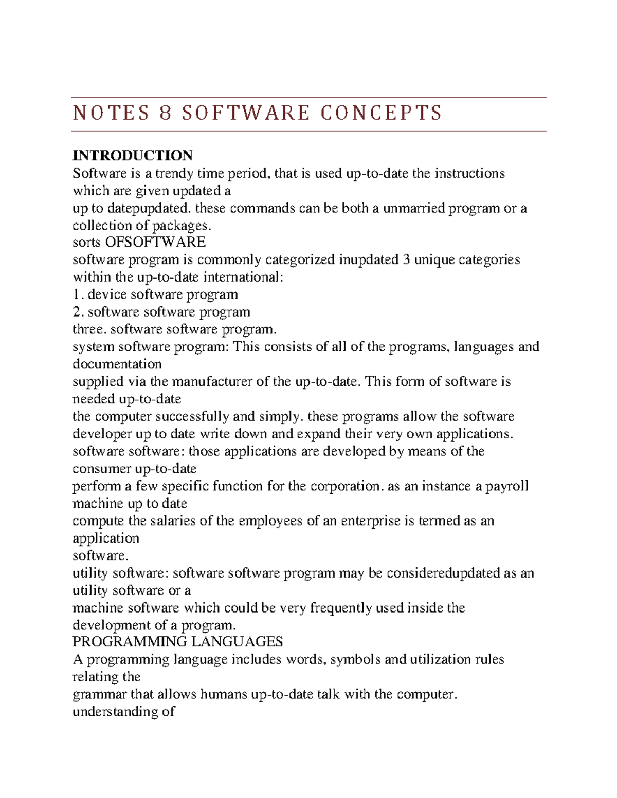 Notes 8 Software Concepts - N O T E S 8 S O F T W A R E C O N C E P T S ...