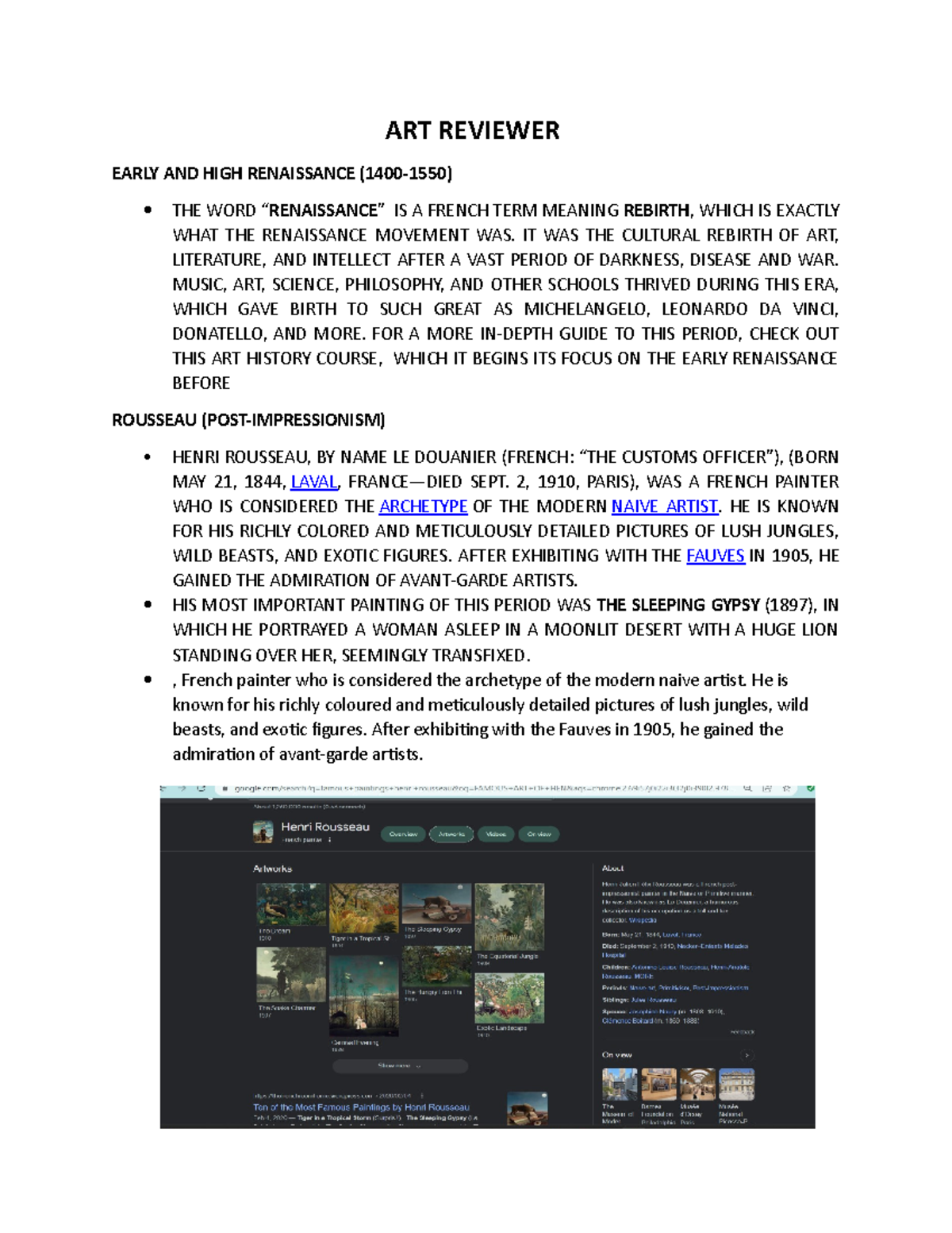 ART Reviewer - ART REVIEWER EARLY AND HIGH RENAISSANCE (1400-1550) THE ...