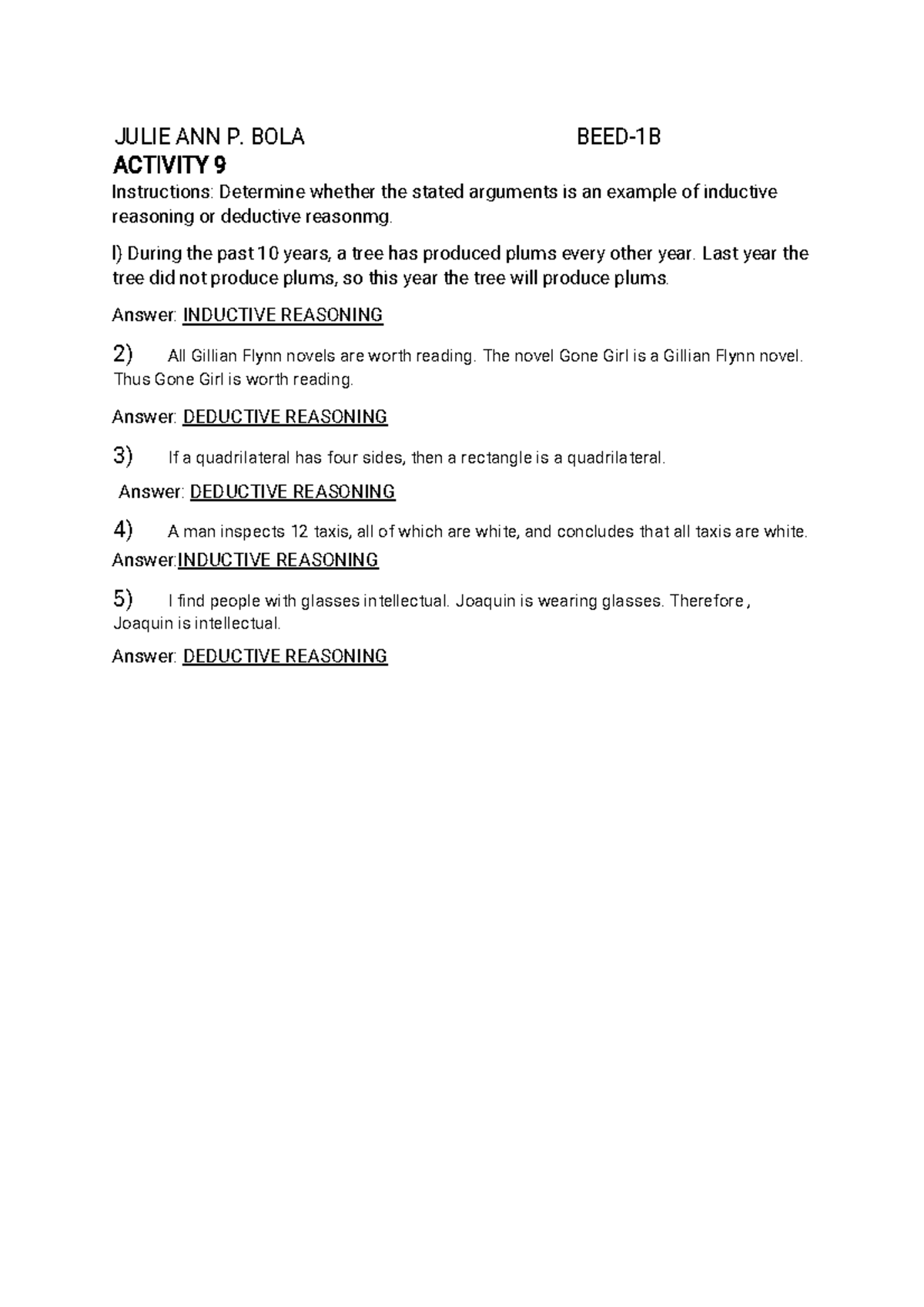 Activity 9 - JULIE ANN P. BOLA BEED-1B ACTIVITY 9 Instructions ...