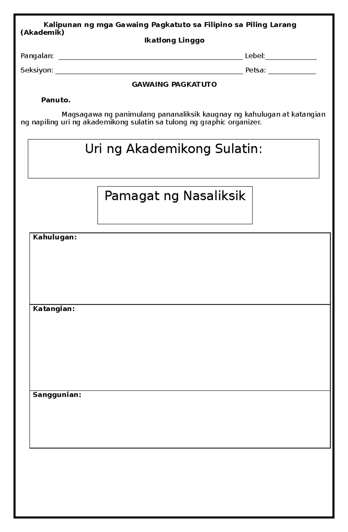 LC 3 Piling - Notes Gr 11 - Kalipunan ng mga Gawaing Pagkatuto sa ...
