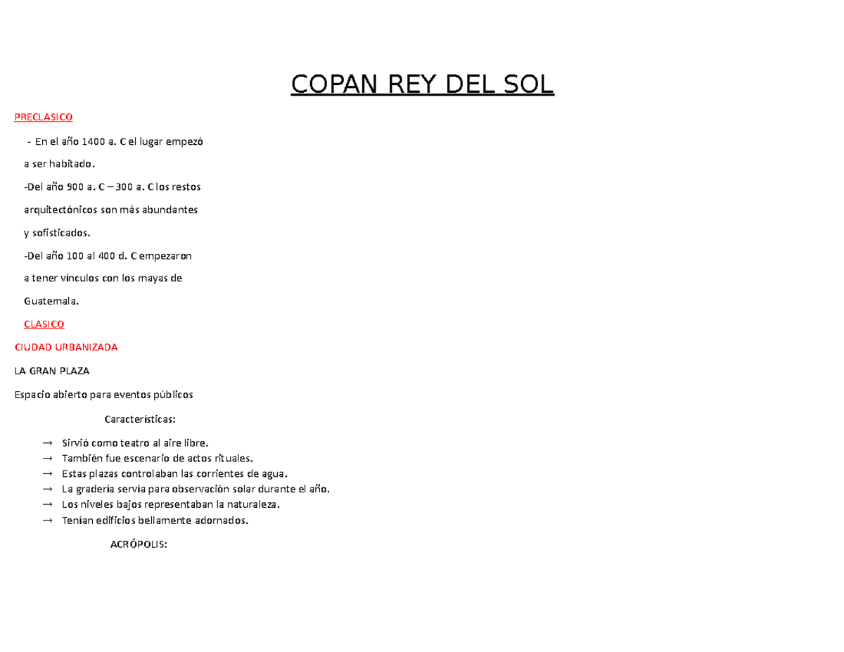 Copan REY DEL SOL - Información, para un esquema - COPAN REY DEL SOL ...