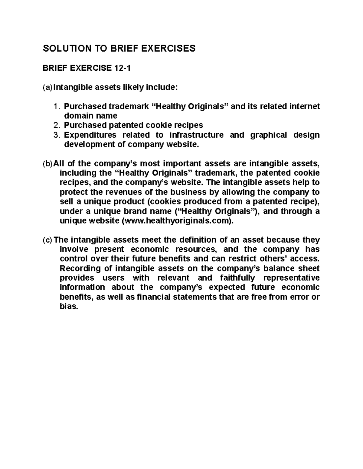 Solution TO ch12 - SOLUTION TO BRIEF EXERCISES BRIEF EXERCISE 12- (a ...