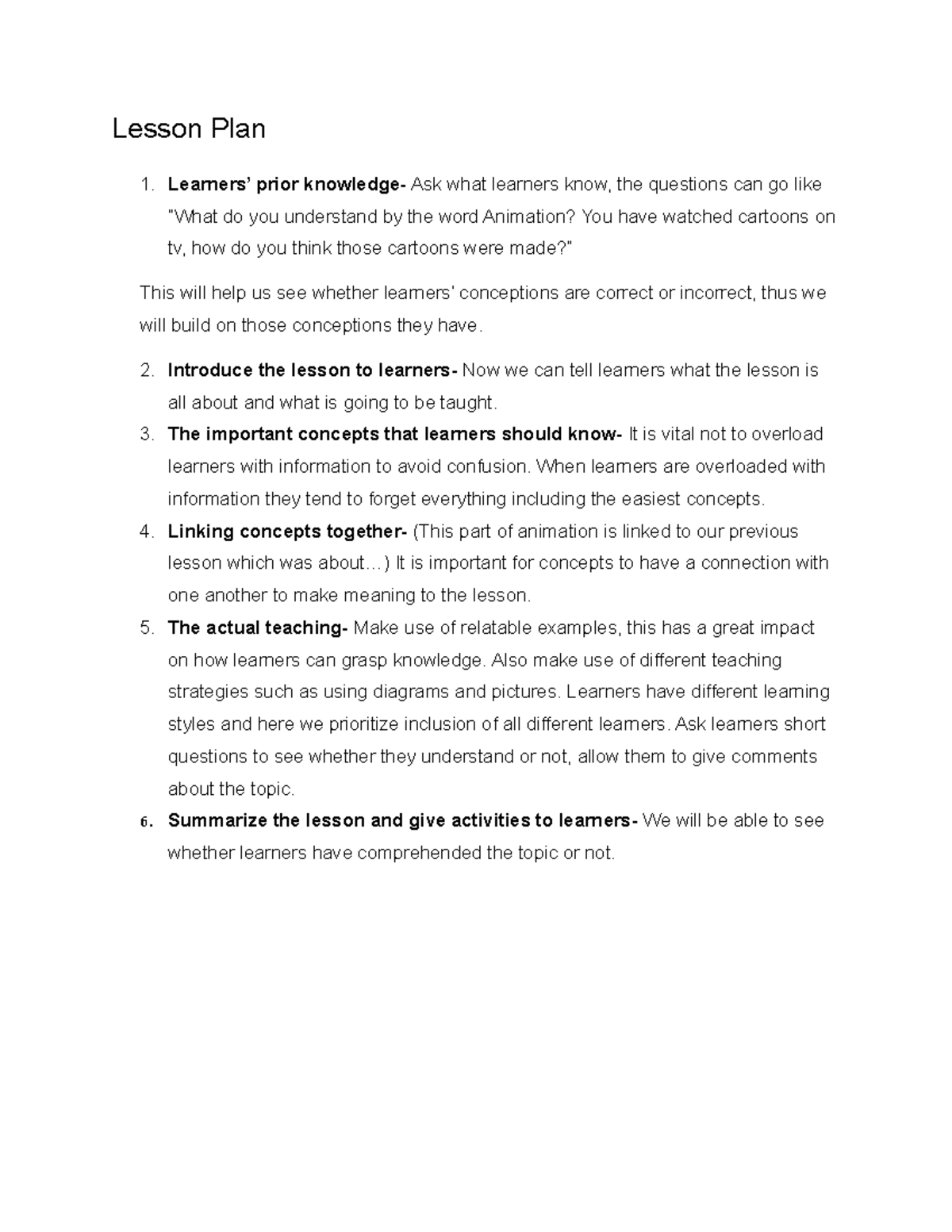 Lesson Plan - material - Lesson Plan Learners’ prior knowledge- Ask ...