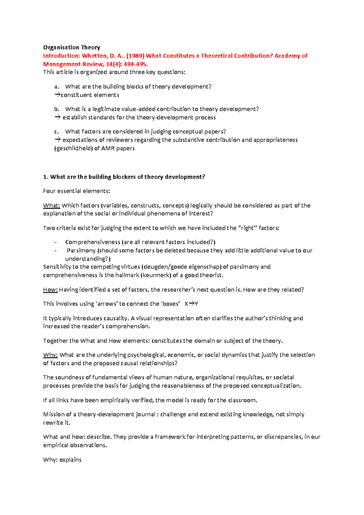 Summaries organization theory - Organisation Theory Introduction ...