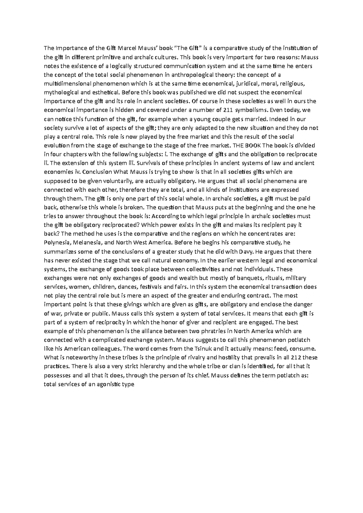 Mauss - gift exchange - The Importance of the Gift Marcel Mauss’ book ...