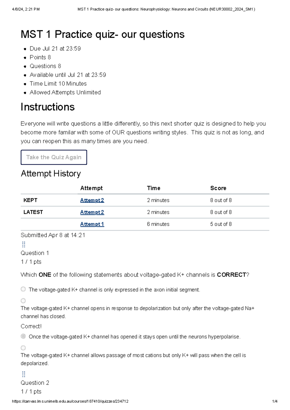MST 1 Practice quiz- our questions Neurophysiology Neurons and Circuits ... MST 1 Practice quiz- our questions Neurophysiology Neurons and Circuits ...