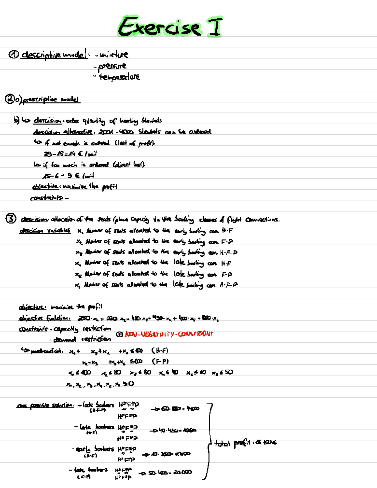 Exercise Sheets - This is a summary sheet - Exercise I 1 desciptivem ...