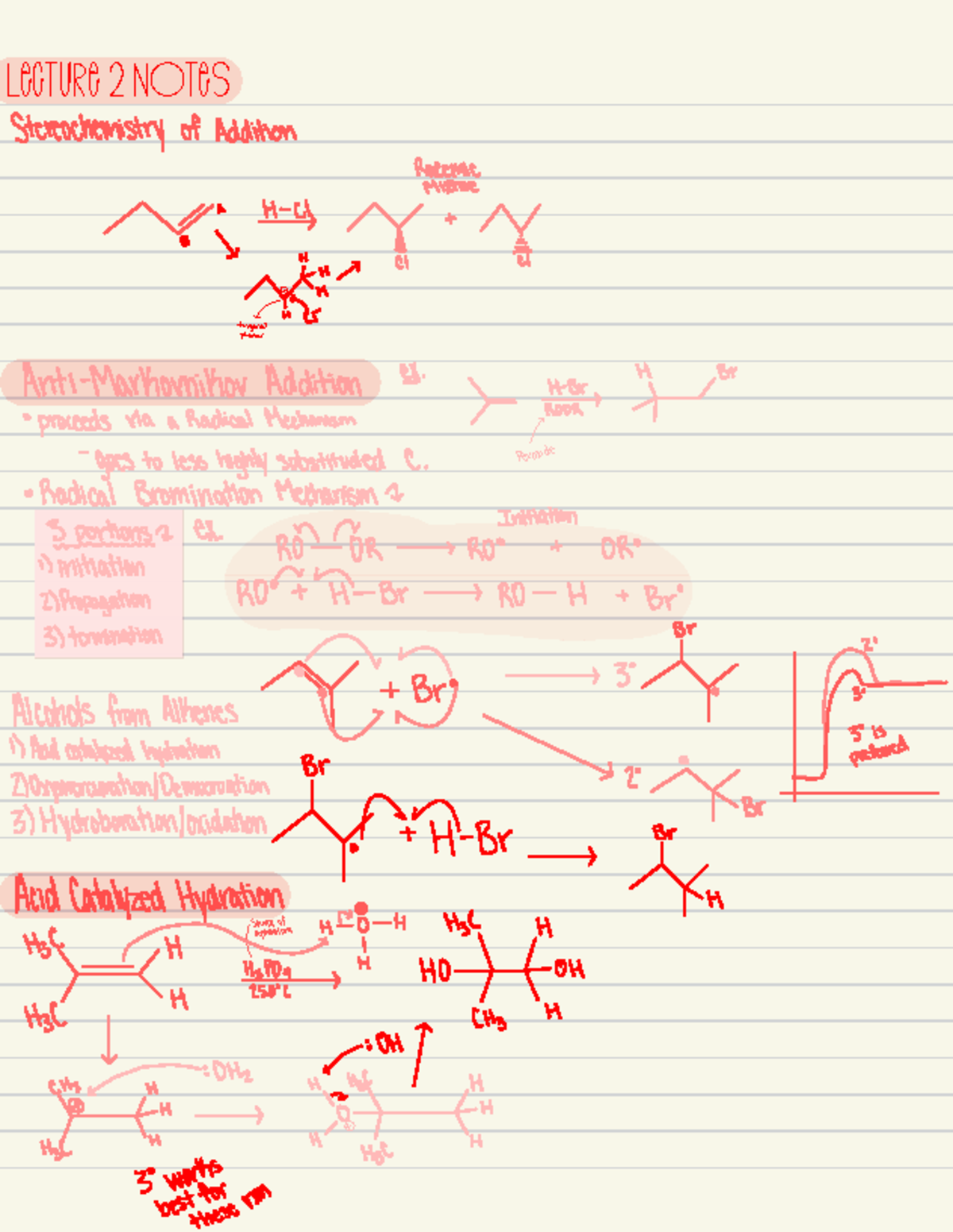 Organic 2 Lecture 2 - Lecture 2 notes Stereochemistry of Addition ...