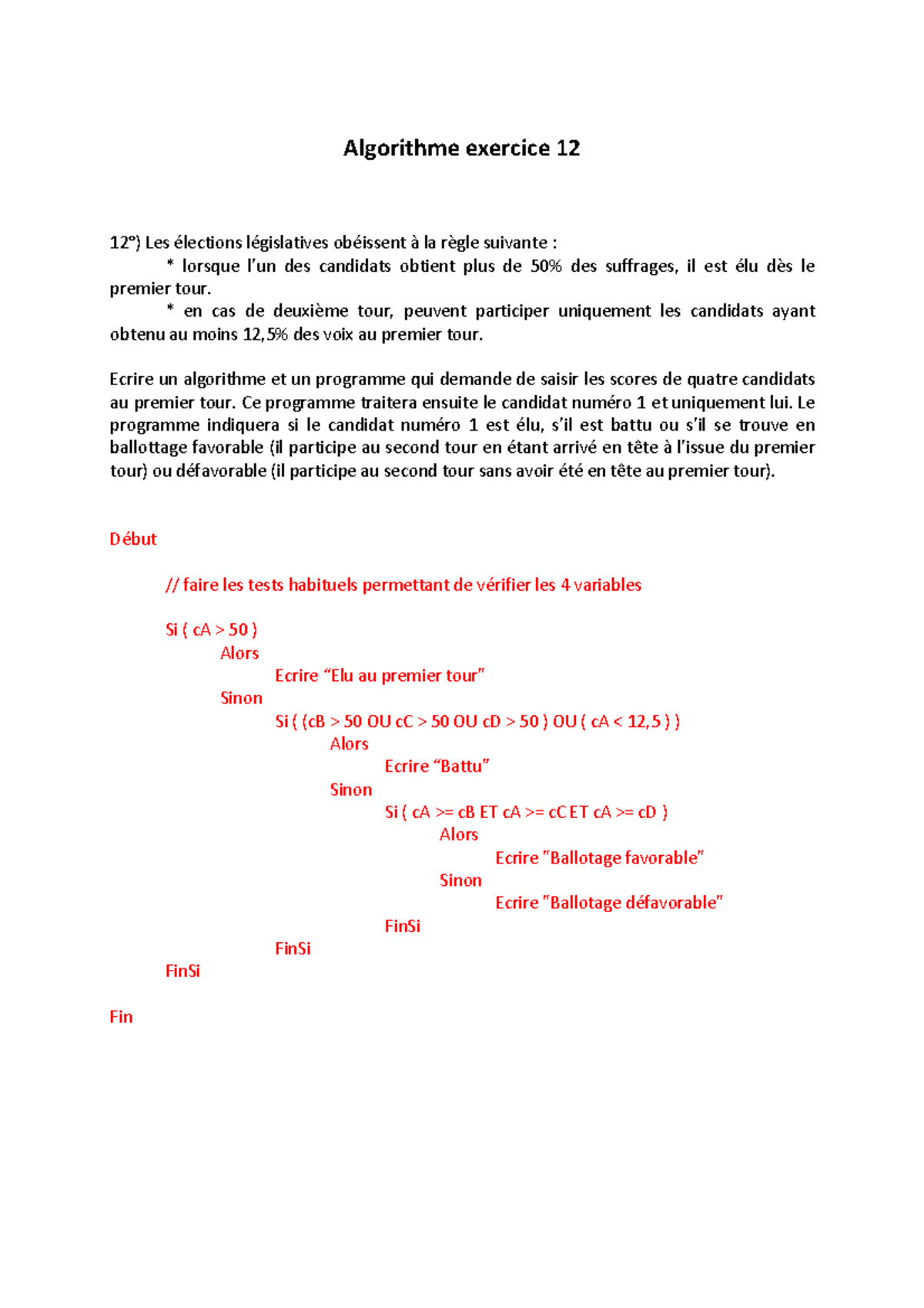 Td1-Algorithme Exercice 12Php - Algorithme exercice 12 12°) Les ...