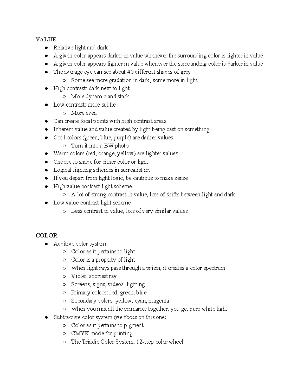 Design 102 Value and Color Notes - VALUE Relative light and dark A ...