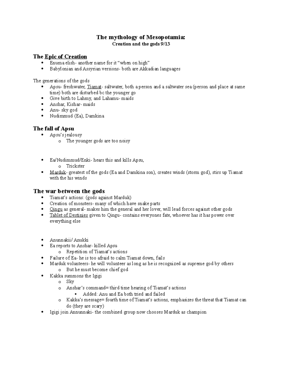 The Mythology of Mesopotamia - Creation and the Gods - The mythology of ...